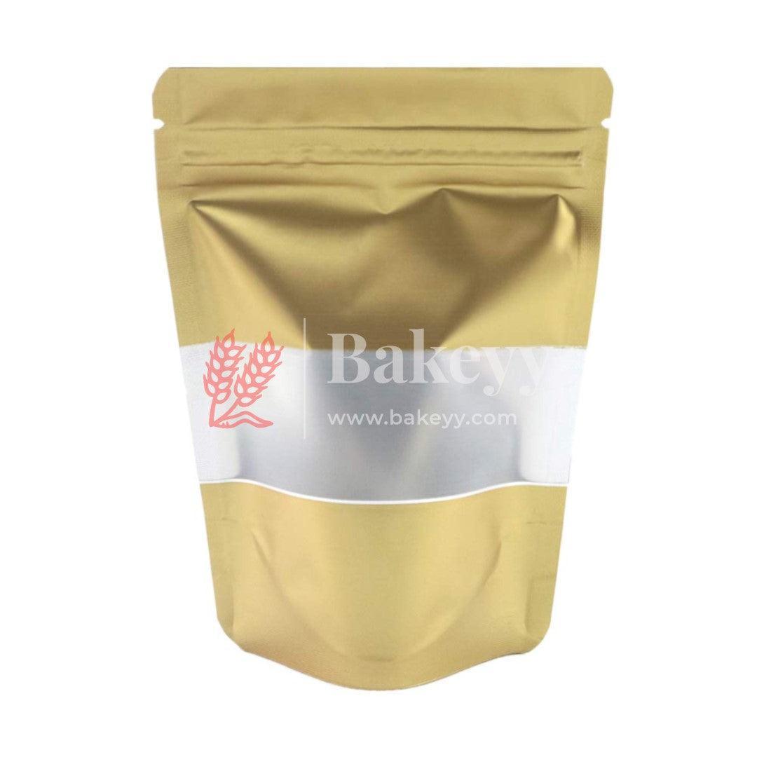 1 Kg Zip Lock Pouch Gold Color With Window 17x265 Cm Standing Pouch