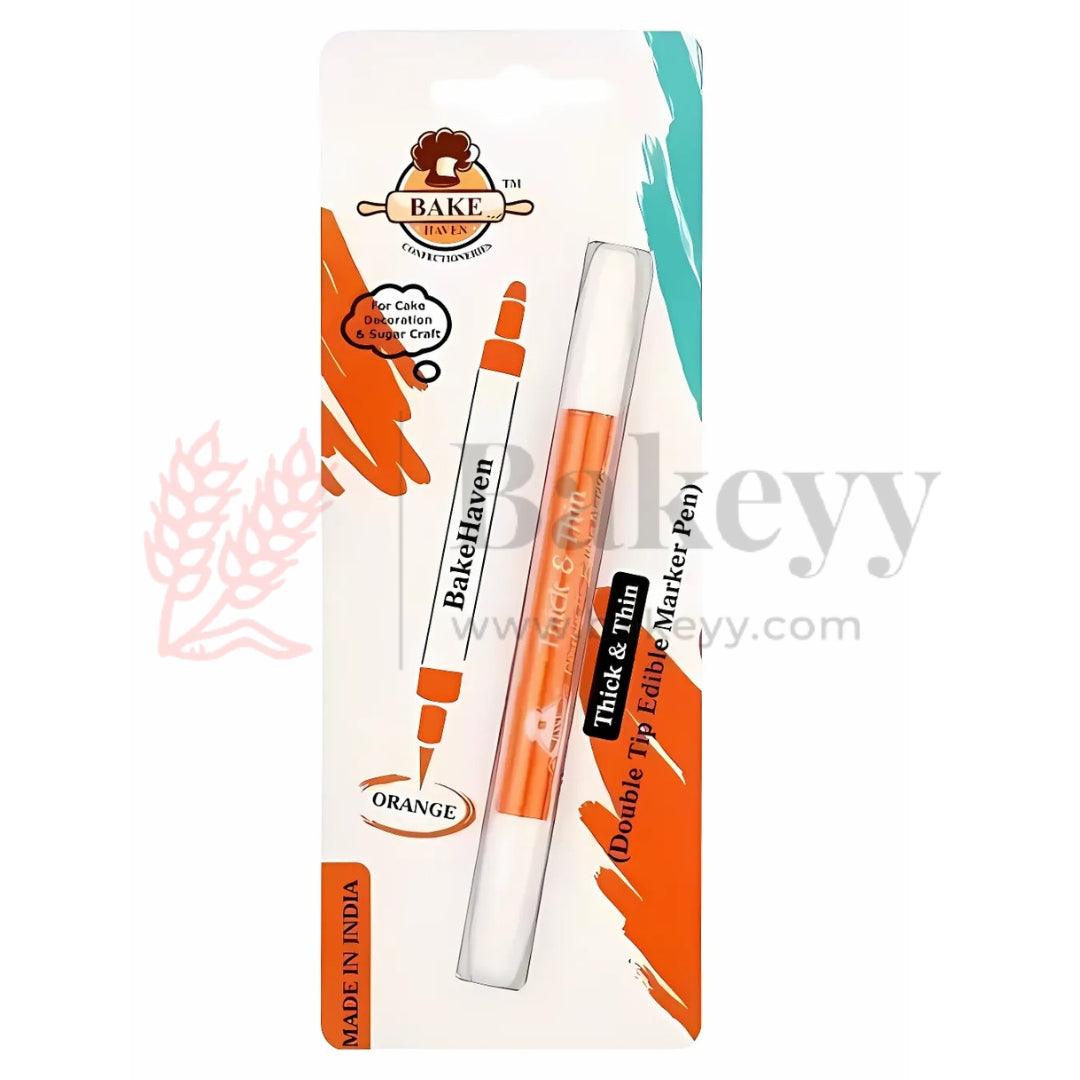 BakeHaven Double‑Tip Edible Marker – Orange | Dual‑Nib Food‑Safe Pen f