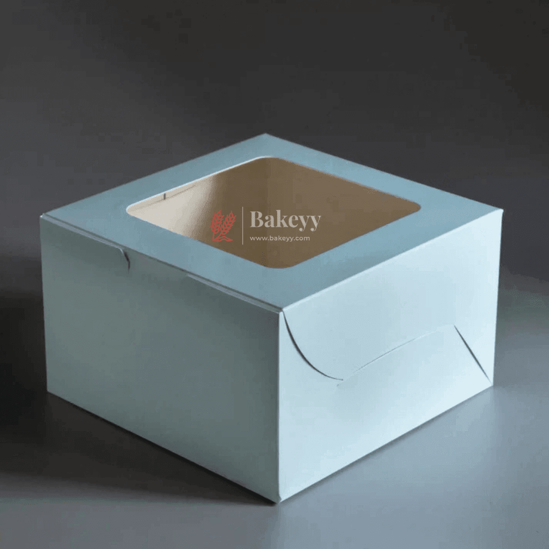 8x8x5 Inch Blue ITC Cake Box With Square Window | Pack Of 25 – Bakeyy.com