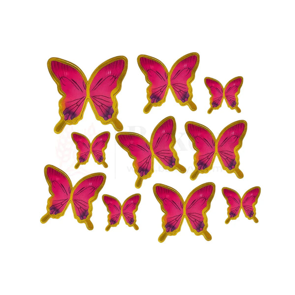 Golden-Edged Dark Pink | Butterfly Toppers | Elegant Decoration for Ca