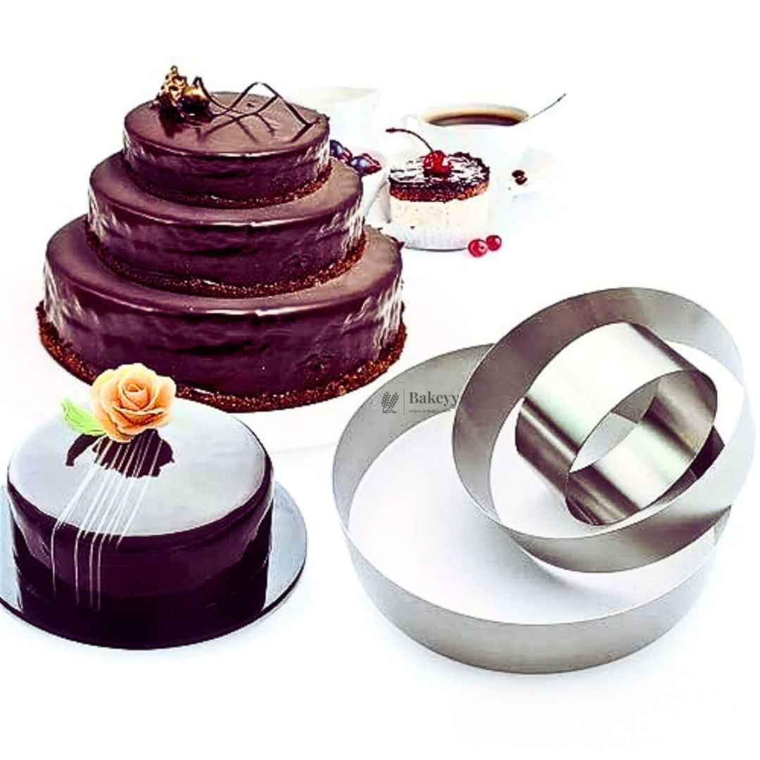 Stainless Steel Round Cake Ring Mould Set (4, 6 & 8 Inch) | Mousse, Ch