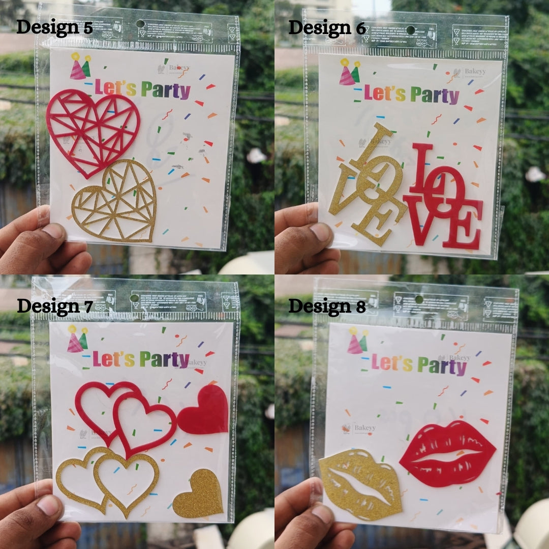 Love Theme Acrylic Cake Toppers & Party Decor Set | Assorted Romantic