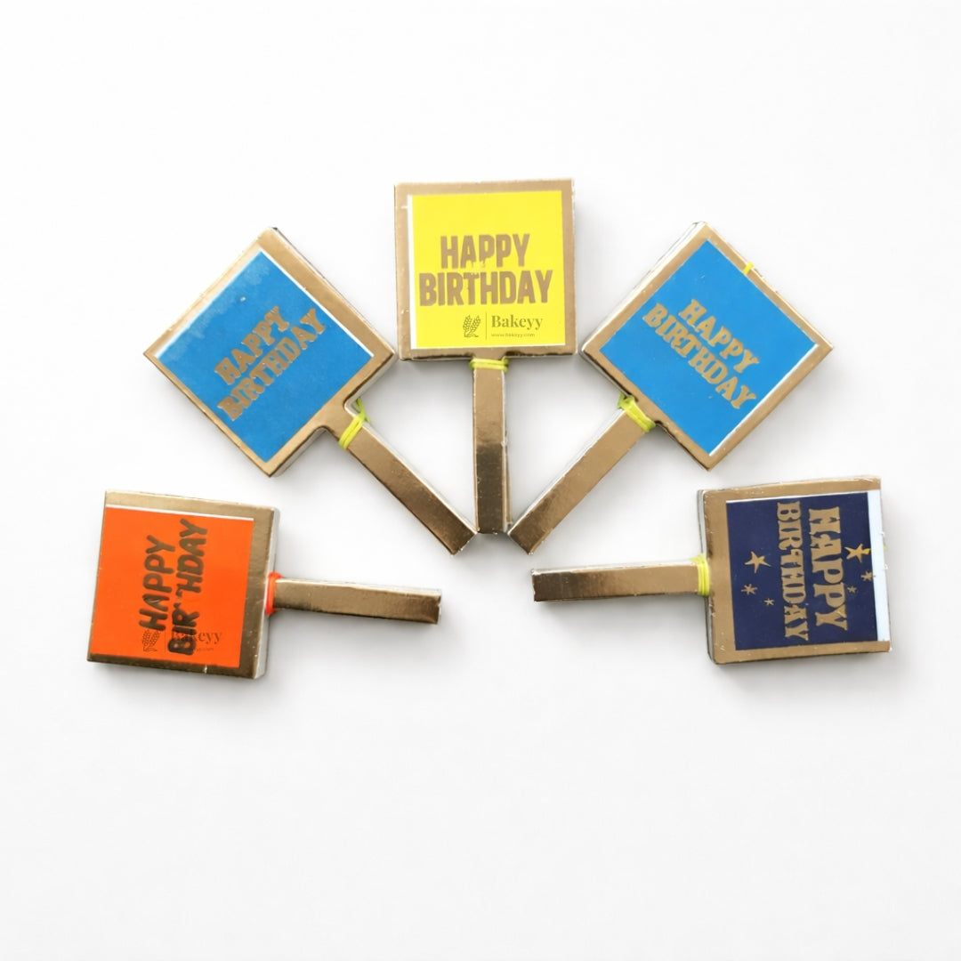 Happy Birthday Cake Topper Set | Assorted Mini Placards for Cakes, Cup