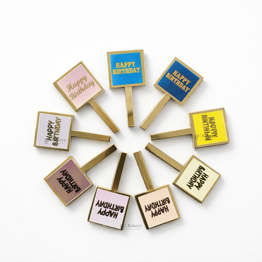 Happy Birthday Cake Topper Set | Assorted Mini Placards for Cakes, Cup